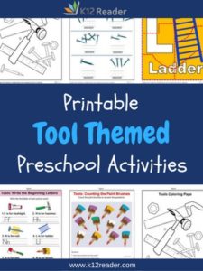Tools Preschool Theme Activities | Printable Classroom Lessons