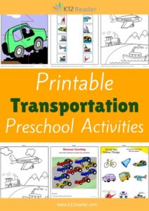 Transportation Preschool Theme Activities | Printable Classroom Lessons