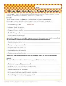 Apostrophes and Possession | Free, Printable Punctuation Worksheets