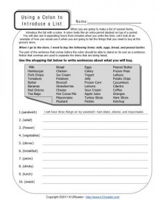 Using Colons Worksheets