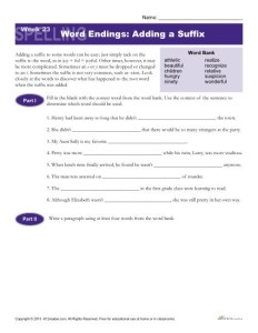 High School Spelling List 23 - Word Ending: Adding a Suffix