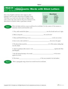 High School Spelling List 26 - Consonants: Words with Silent Letters