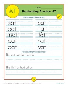 Letters AT | Printable Alaphabet Handwriting Worksheets for Kids