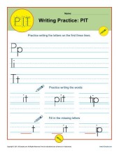 Letters PIT | Printable Alaphabet Handwriting Worksheets for Kids