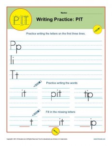 Letters PIT | Printable Alaphabet Handwriting Worksheets for Kids