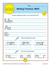 Letters MAR | Printable Alaphabet Handwriting Worksheets for Kids