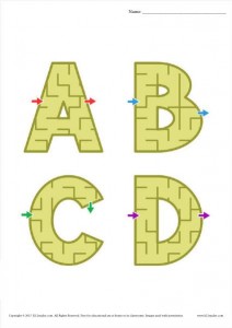 Alphabet Maze Worksheet Activity | Vocabulary