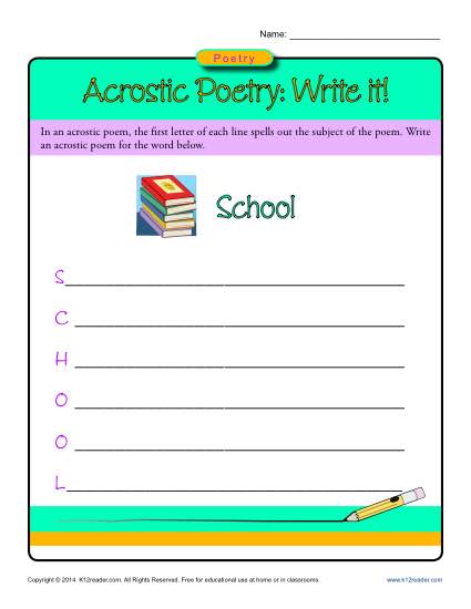 Acrostic Poem Worksheets For Grade 4 Sitedoct