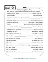 Action Verb Practice Worksheets