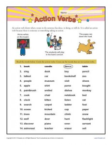 Action Verbs | 1st Grade Verb Worksheets