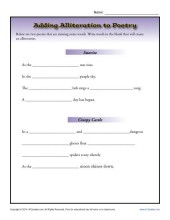Adding Alliteration to Poetry | 4th Grade Worksheets