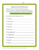 Adjectives and Alliteration | Printable Parts of Speech Activity
