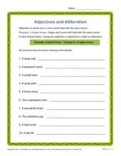 Adjectives and Alliteration | Printable Parts of Speech Activity