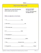 Adjectives Describe | Printable Adjectives Worksheet