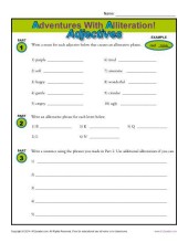 Alliteration Worksheets