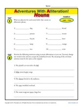 Alliteration and Nouns | Figurative Language Worksheets