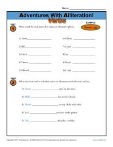 Alliteration Worksheets