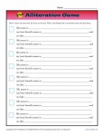 Alliteration Worksheets