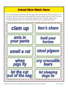 Animal Idiom Match Game | 4th and 5th Grade Worksheets