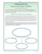 3rd or 4th Grade Main Idea Worksheets about the Book, Anne of Green Gables