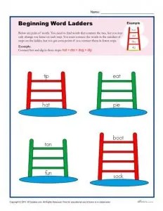 Word Ladder Worksheets | Phonetics Reading Activities