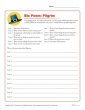 Bio Poem: Pilgrims | Printable Thanksgiving Writing Activity