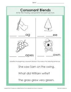 Phonics Worksheets for Kindergarten, First, and Second Grade