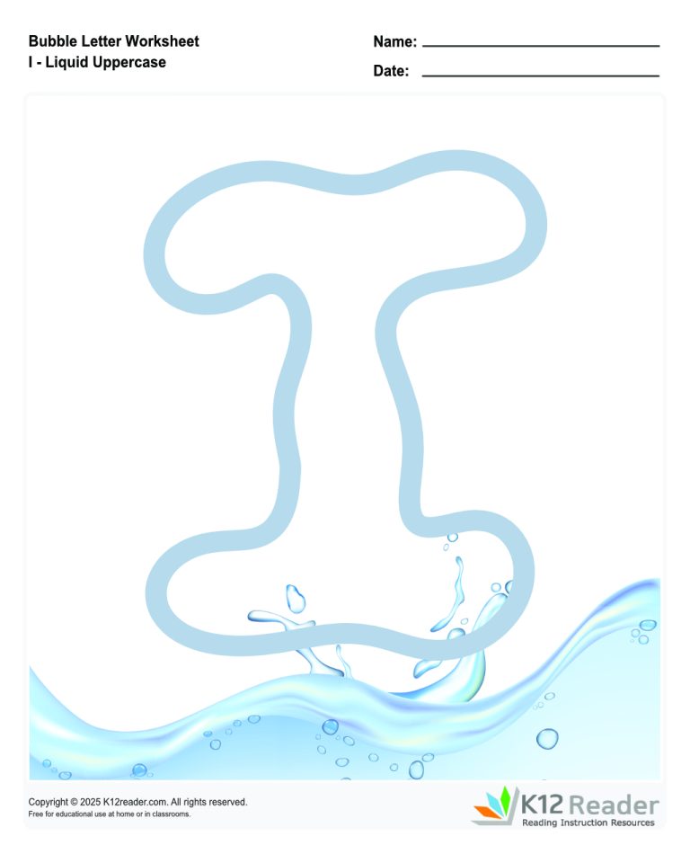 Bubble Letters Liquid Uppercase I - Reading Worksheets, Spelling ...