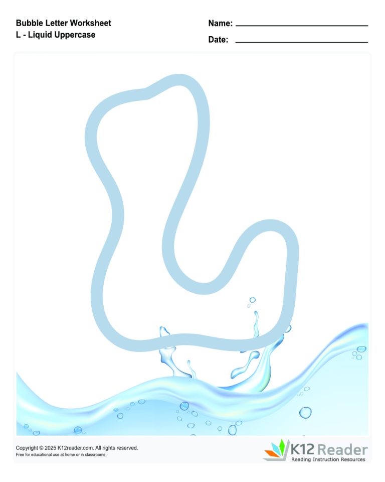 Bubble Letters Liquid Uppercase L - Reading Worksheets, Spelling ...