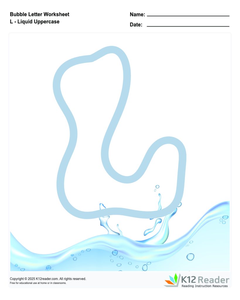 Bubble Letters Liquid Uppercase L - Reading Worksheets, Spelling ...