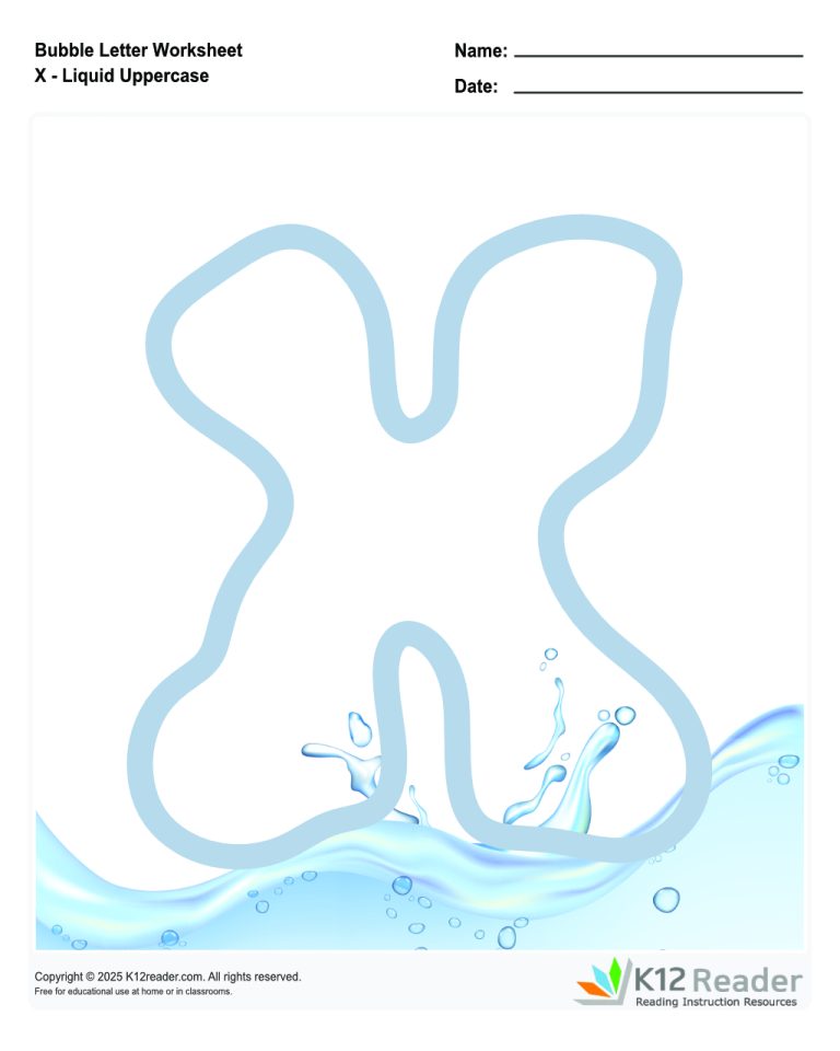 Bubble Letters Liquid Uppercase X - Reading Worksheets, Spelling ...