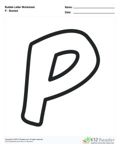 Bubble Letters Slanted P - Reading Worksheets, Spelling, Grammar ...