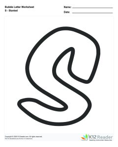 Bubble Letters Slanted S - Reading Worksheets, Spelling, Grammar ...