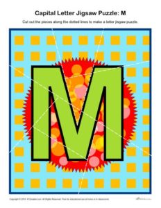Capital Letter Jigsaw Puzzle: M | Printable Puzzle Worksheet