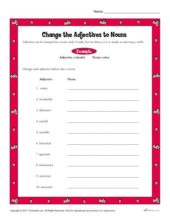 Change the Adjectives to Nouns | Printable 3rd-4th Grade Nouns Activity