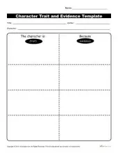 Character Traits Workshsheets | Evidence Template
