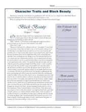 Character Traits Worksheets | Black Beauty