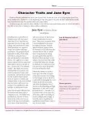 Character Traits Worksheets | Jane Eyre