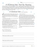 A Christmas Fairy Reading Comprehension Worksheet