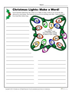 Christmas Lights Worksheet Activity | Make a Word