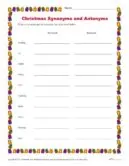 Christmas Synonyms and Antonyms | Printable Holiday Writing Activity