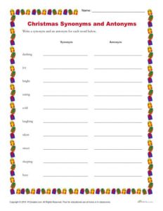 Christmas Synonyms and Antonyms | Printable Holiday Writing Activity