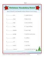 Christmas Vocabulary Match | Christmas Worksheets