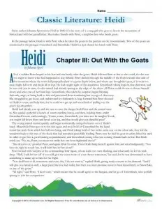 Heidi | Printable Literature Comprehension Set