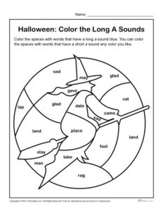 Color the Halloween Words | Long 'A' Sounds Halloween Activity