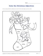 Christmas Adjectives | Printable Christmas Coloring Activity