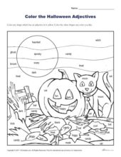Halloween Adjectives | Printable Halloween Coloring Activity
