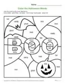 Color the Halloween Words | Printable 1st-3rd Grade Halloween Activity
