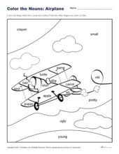 Color the Airplane | Printable Nouns Classroom Activity