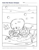 Color the Octopus | Printable Nouns Classroom Activity